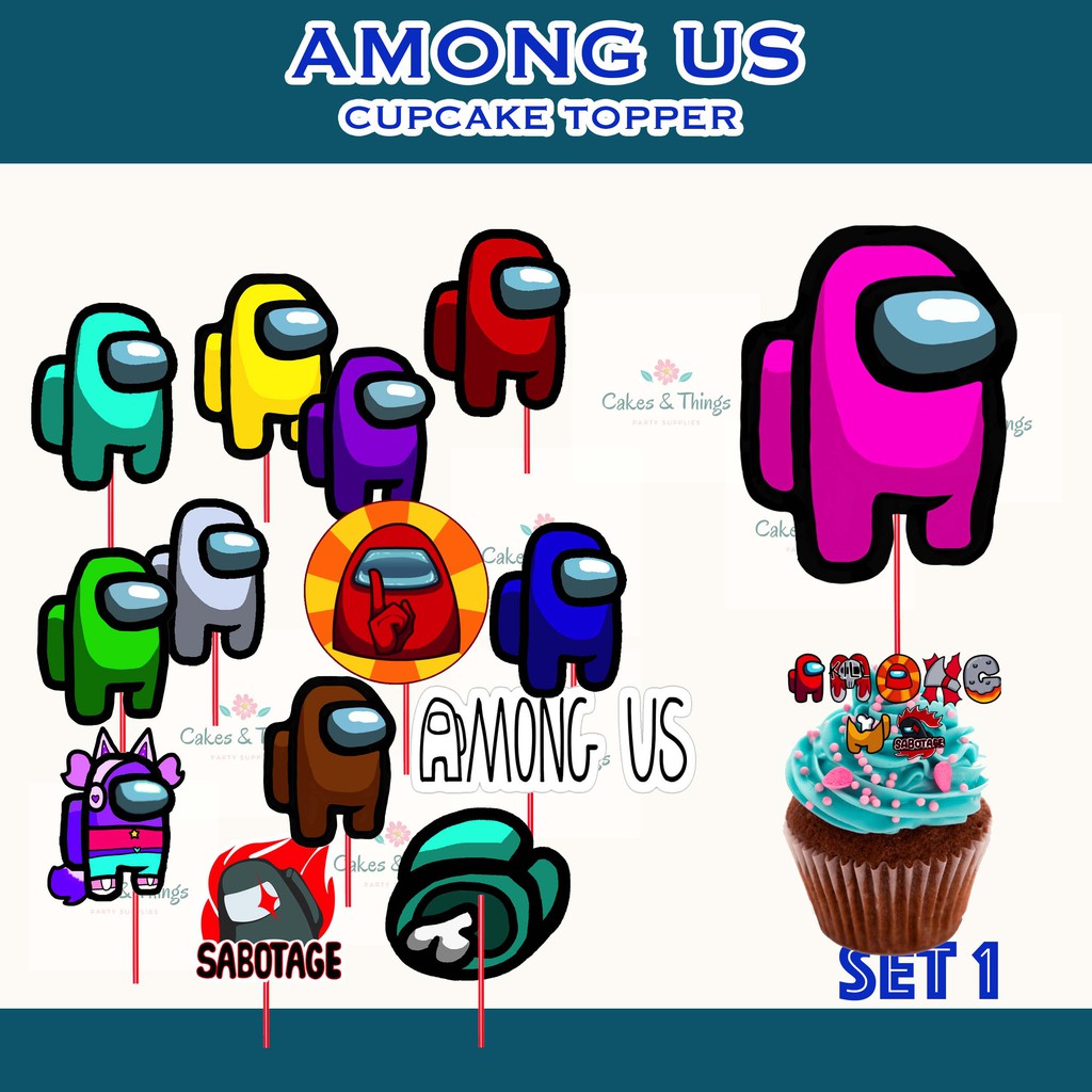 Among Us Cupcake Topper Sticker Party Decoration 30pcs Shopee Philippines