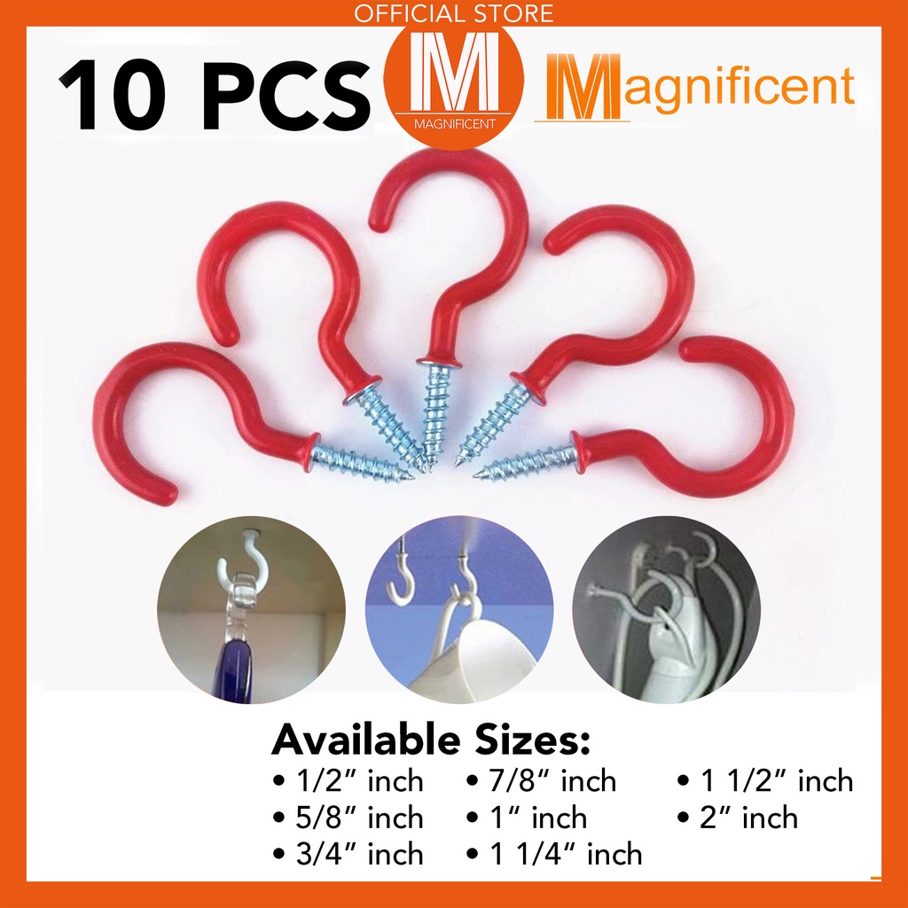 Self-Tapping Cup Hook | Square Hooks | Screw Eye Ring (10 pieces) PVC ...