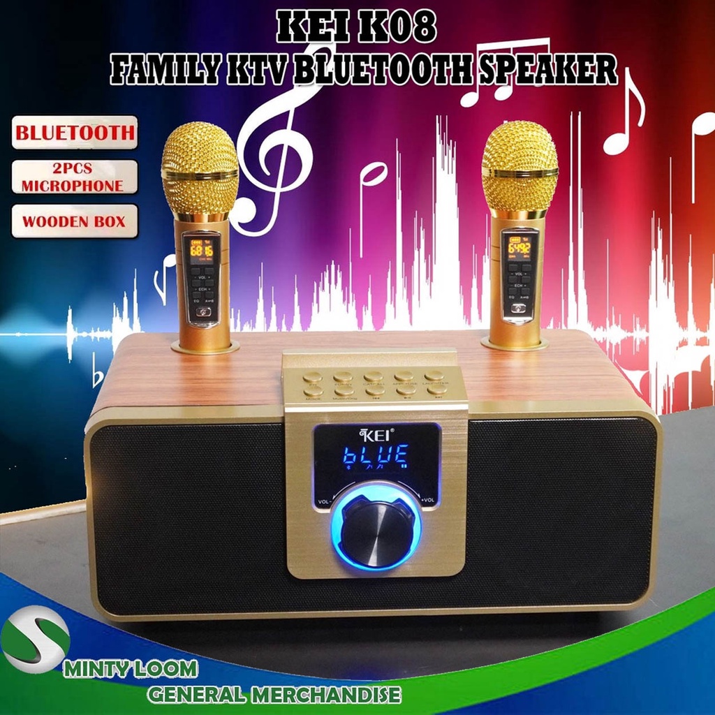 KEI K08 bluetooth karaoke speaker Comes with 2 wireless microphones ...