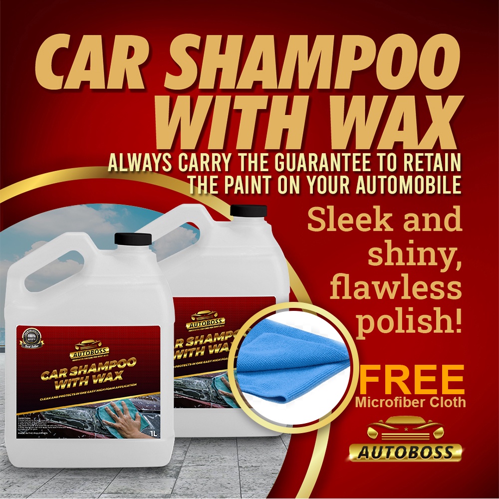 AUTO BOSS CAR SHAMPOO with WAX 1L /FREE 1 Microfiber Cloth/AUTOBOSS ...
