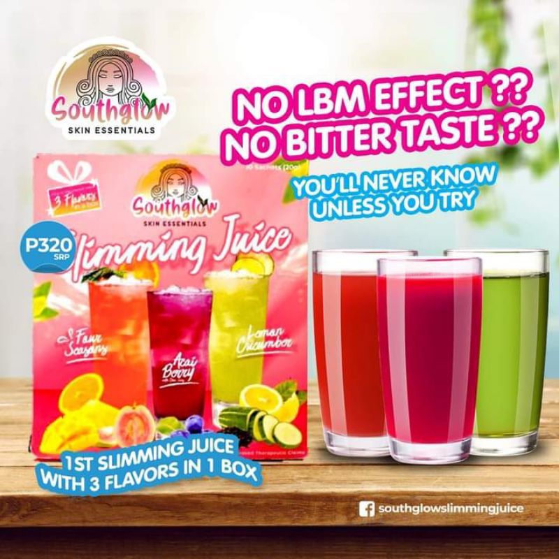 SouthGlow Slimming Juice 3 Flavors in a Box (10 sachets) | Shopee ...
