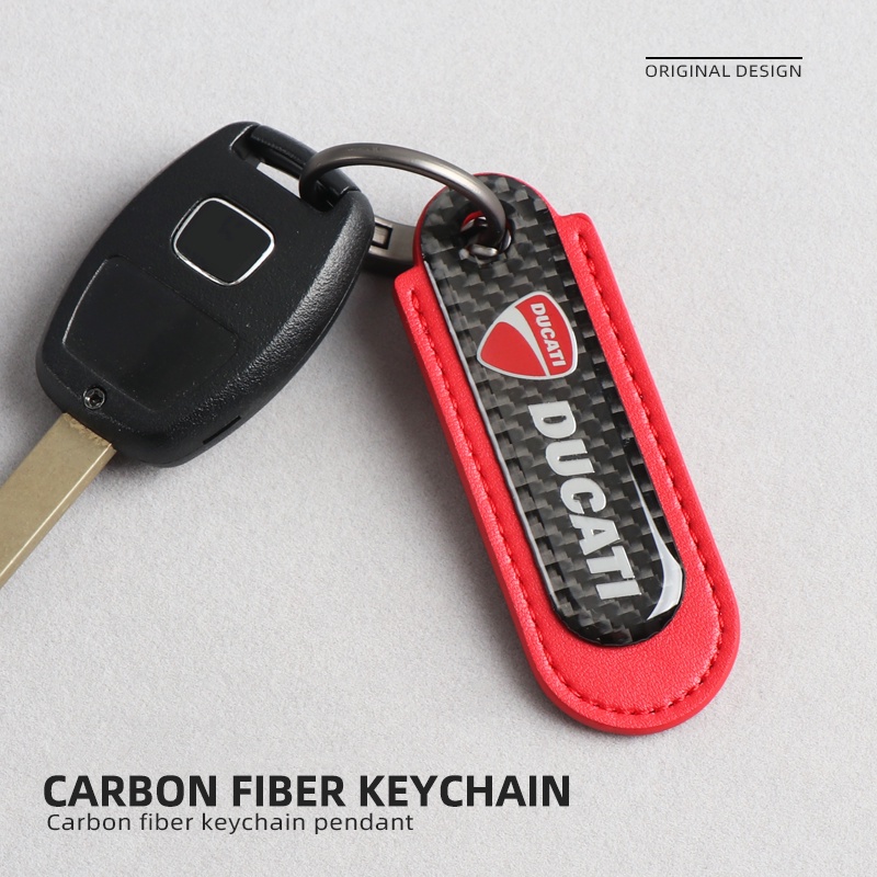 Ducati Motorcycle Keychain Pendant Decorative Chain Leather Carbon ...