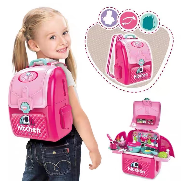Children's play house deformation kitchen backpack makeup style ...