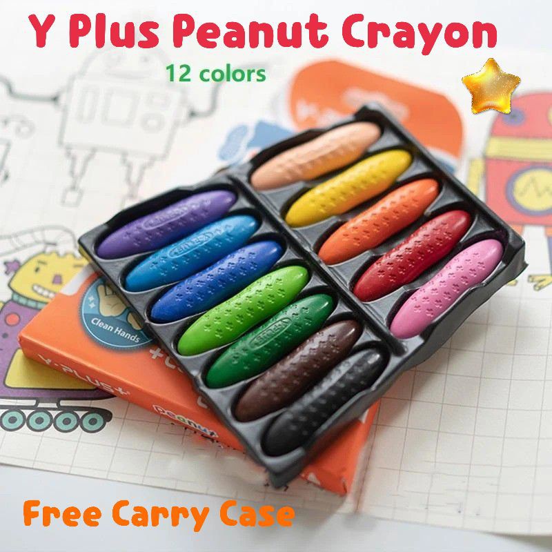 YPlus Peanut Crayon (FREE CASE) Easy Grip Washable Child Safe Non-toxic ...