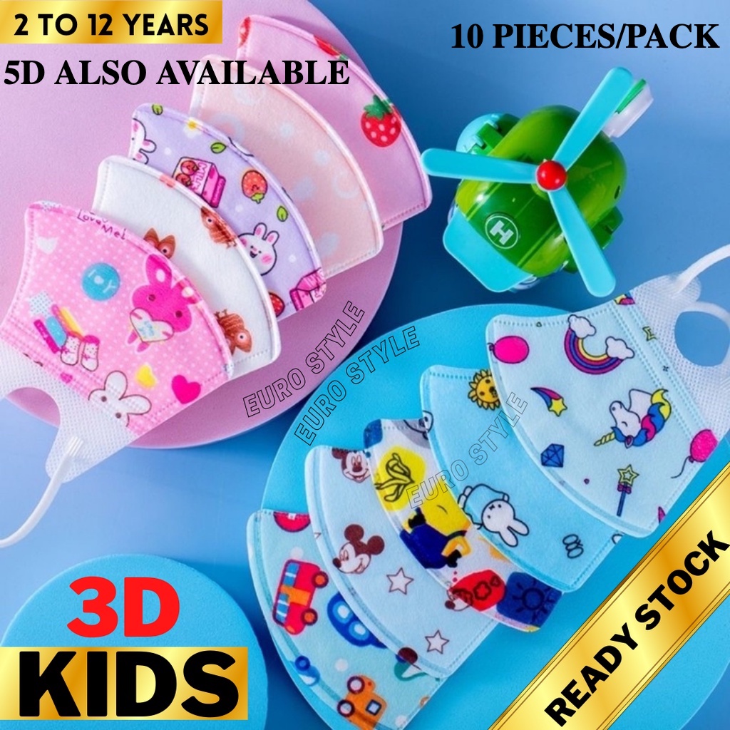 10 PCS Cute 5D KN95 AND 3D Duckbill Kids Face Mask Skin Friendly School ...