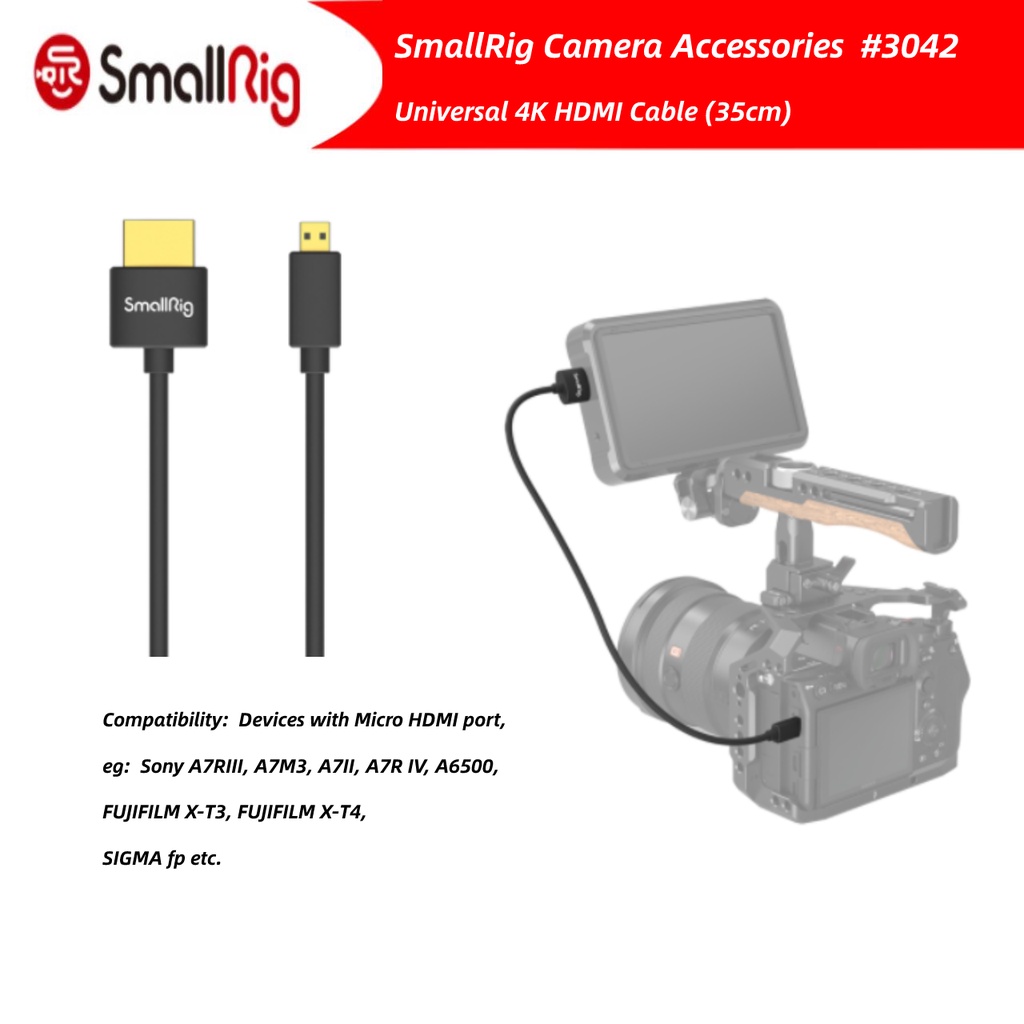 SmallRig Ultra Slim 4K HDMI Cable (D to A) 35cm 3042 | Shopee Philippines
