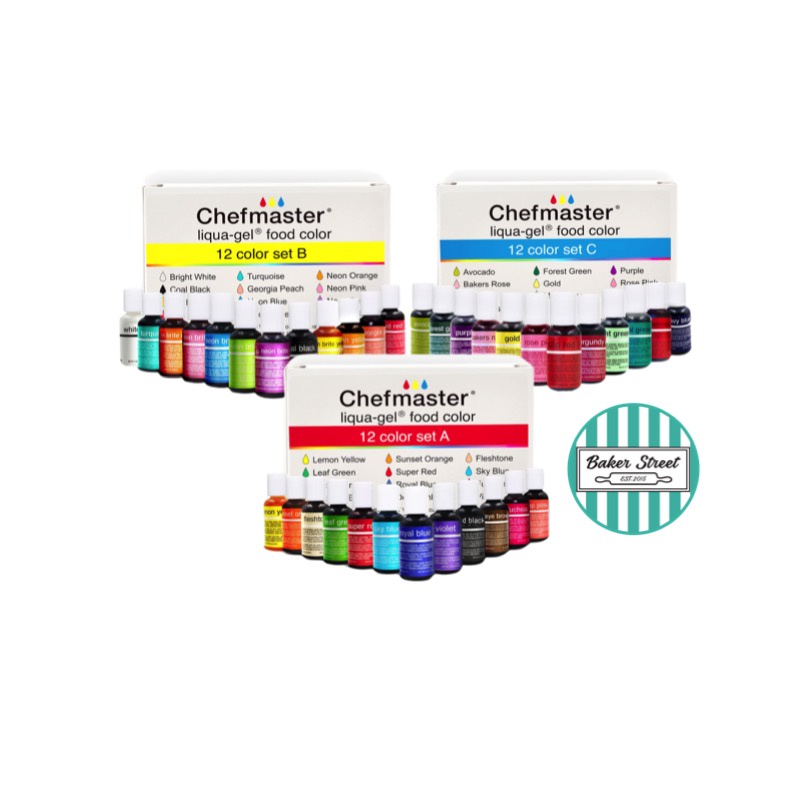Chefmaster Gel Color Set 12 Colors 20 g Per (Choose The Inside ...