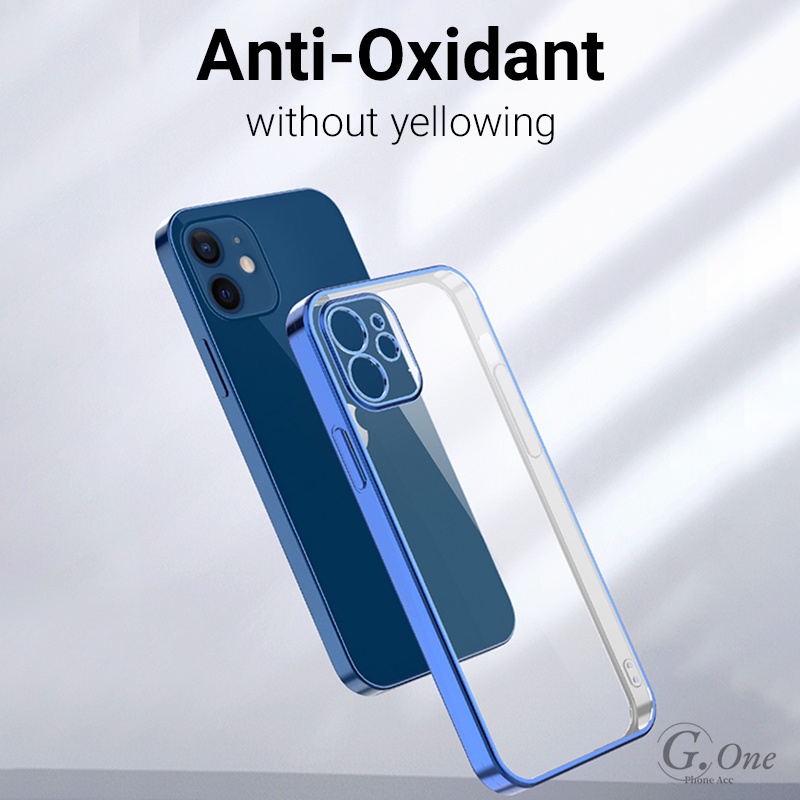 Square Frame Plating Clear Case Compatible for iPhone 11 12 13 14 Pro Max X XR XSMax 7 8 Plus ...