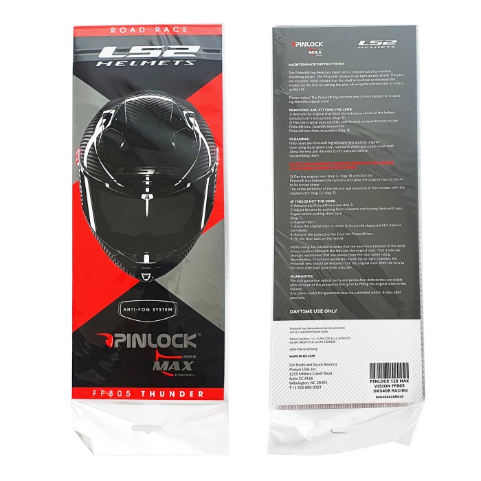Antifog Pinlock DKS408 120 Max Vision Racing Helmet LS2 FF805 Thunder ...