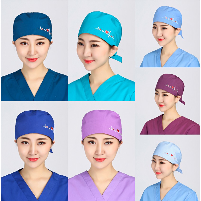 Embroidered surgical cap doctor nurse operating room hat female oral ...