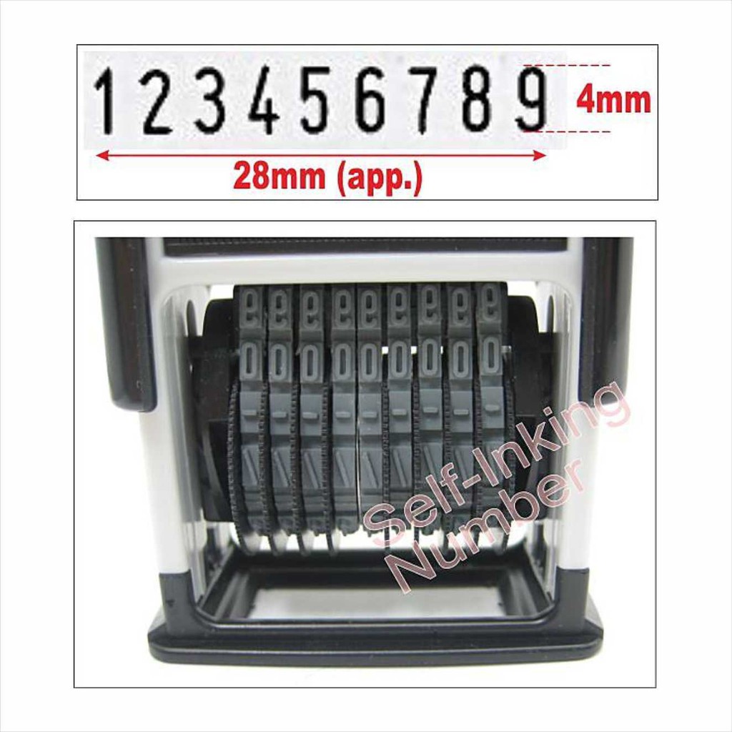 Shiny 9 Digit (4mm) Numbering Stamp S-449 Self inking Stamp & Replacement Ink Pad S-400-7 ...