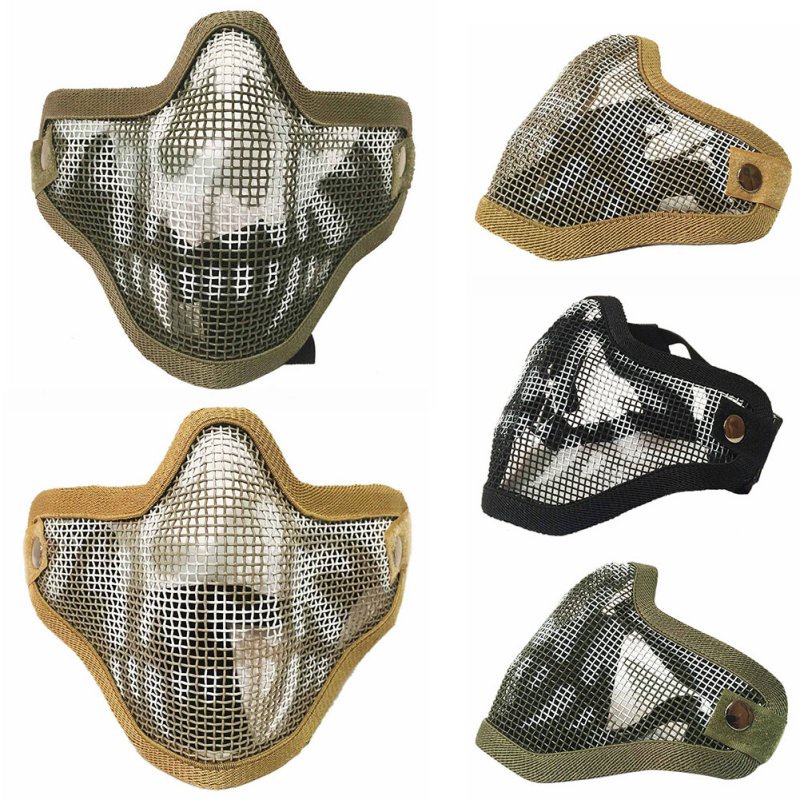 Outdoor Ghost Mesh Airsoft Mask Paintball Half Face Protection Strike ...