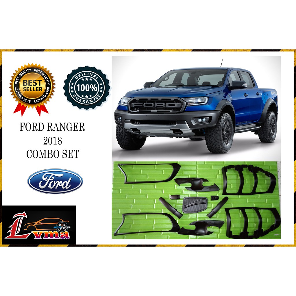 FORD RANGER 2018 COMBO SET COVER MATTE BLACK (GARNISH SET) | Shopee ...
