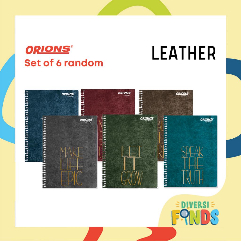 Orions LEATHER DESIGN SPIRAL Notebook W/Plastic Jacket 80lvs- Set of 3 ...
