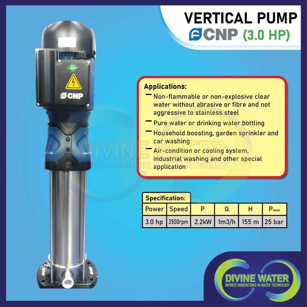 Vertical Pump (CNP CDMF-1-19) 3 HP ( inlet outlet 1 1/4” ) | Shopee ...