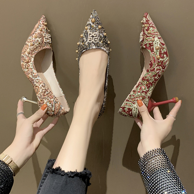 Womens High Heels Chinese Style Fashion Wedding Shoes For Brides