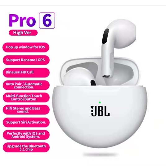 Pro6 TWS Bluetooth Earbuds Wireless Bluetooth Earphone Touch Control 9d ...