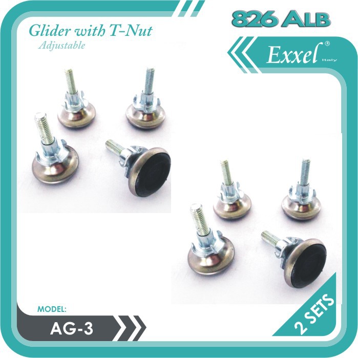 Adjustable Furniture Glider with T-nut M6 x 28mm AG-3 8pcs for table ...