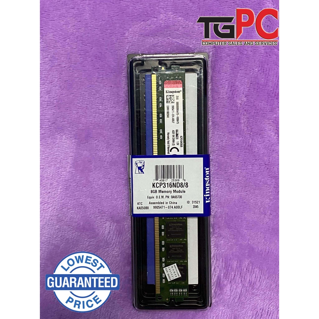 Kingston 8gb ddr3 kvr16n11/8wp / KCP316ND8/8 | Shopee Philippines