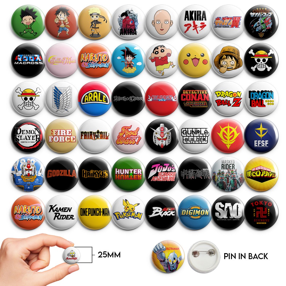 25mm Small Button Badge Pin Anime No Minimum Order One Piece Naruto My ...