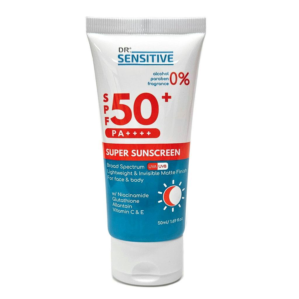 Dr. Sensitive Super Sunscreen SPF 50+ PA++++ for Face and Body 50ml ...
