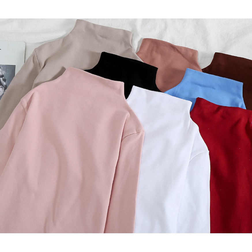 READY STOCK High Neck Muslim Long Sleeve Tops Mid-High Collar Inner ...