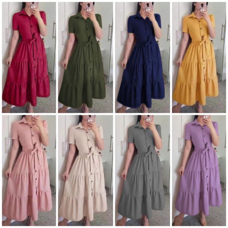 HQT FASHION AUSTIN ELEGANT PLAIN MAXI DRESS CASUAL (FIT MEDIUM UP TO ...