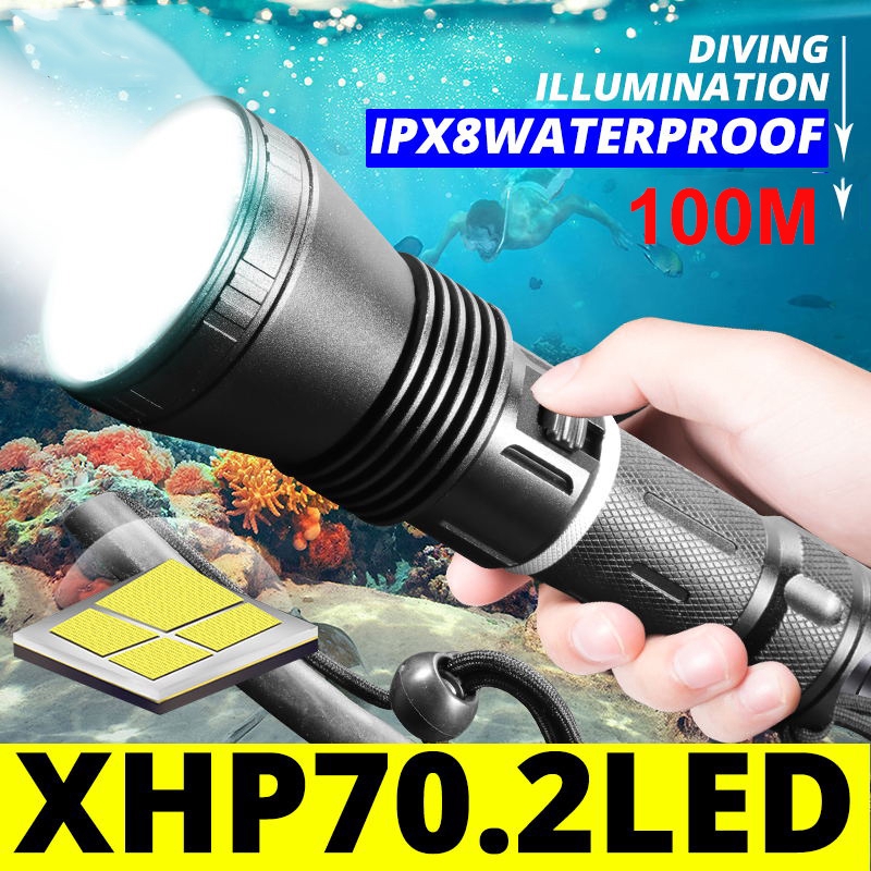 XHP70.2 Powerful LED Scuba Diving Flashlight Brightest 30W XHP70.2 ...