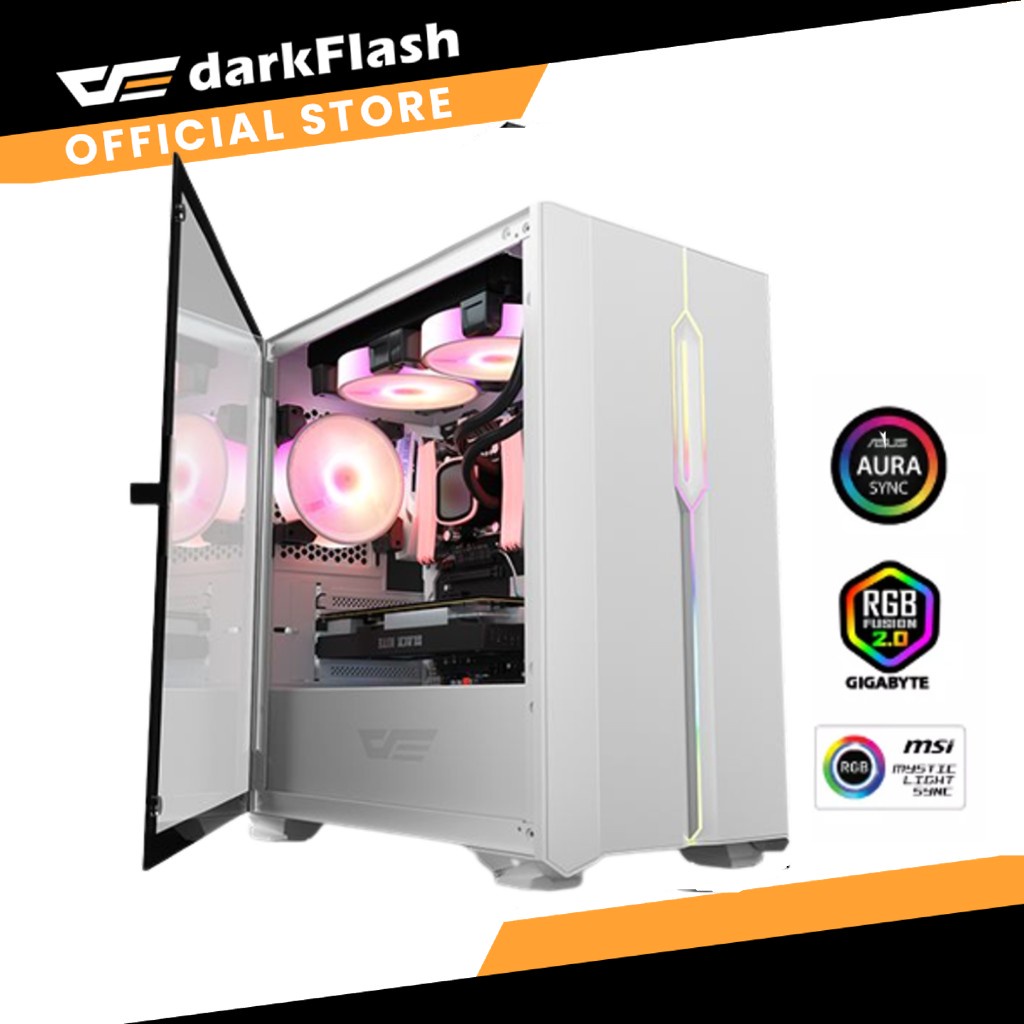 darkFlash DLM 23 White LED Lightstip M-ATX Gaming Case Support ARGB | Shopee Philippines