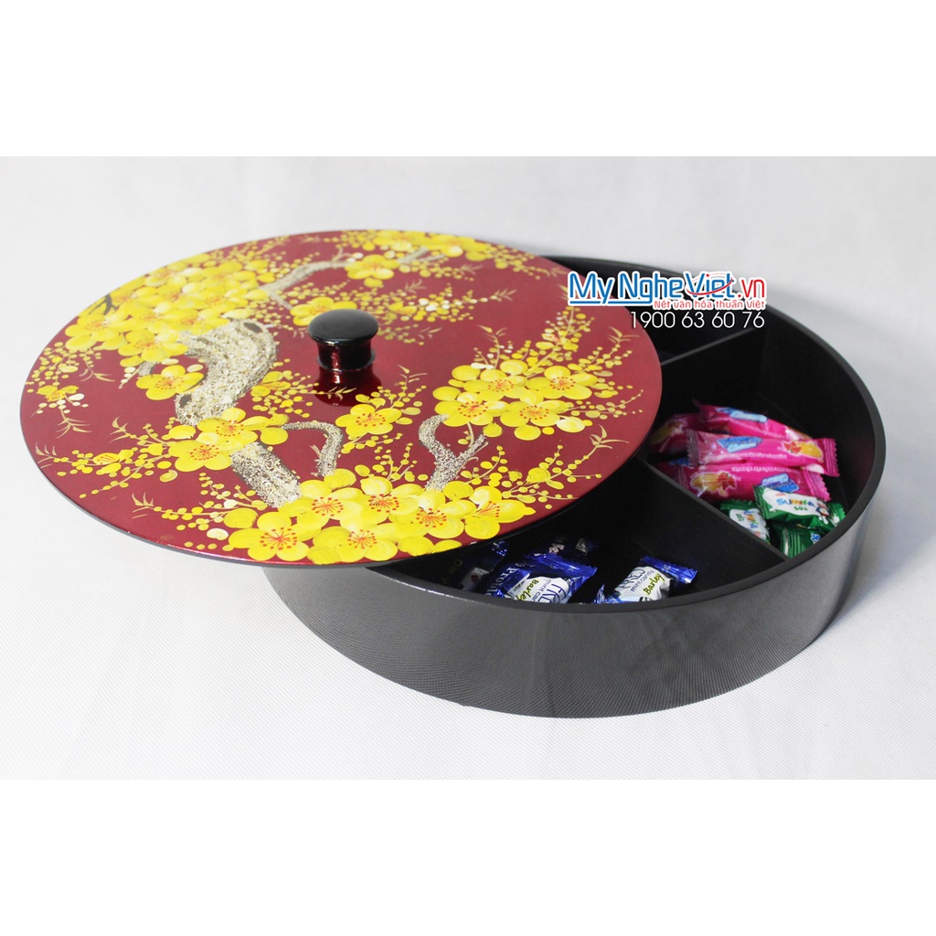 Jam tray CNY - Jam box CNY lacquered round with 5 fixed compartments ...