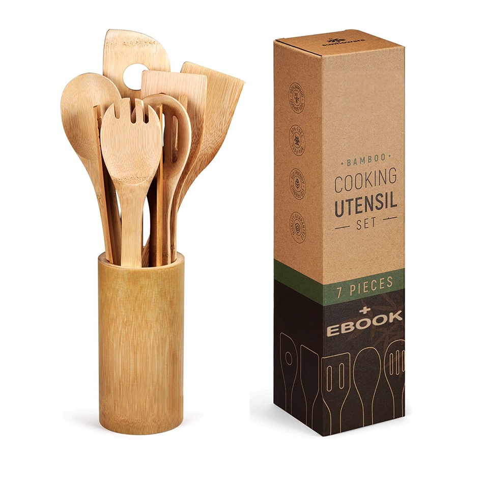 8pcs Kitchenware Eco Friendly Wooden Cooking Utensils Bamboo Kitchen ...