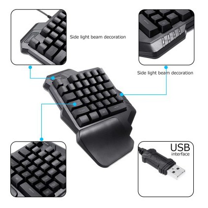 G92 Wired Gaming Keypad With RGB Backlight 35 Keys Ergonomic One-handed ...