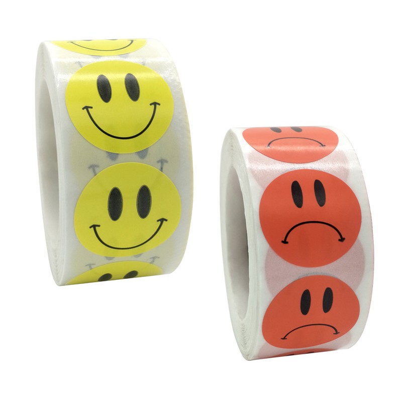 Smile & Sad Face Teacher Stationery Stickers for Kids 500pcs/Roll 1inch ...
