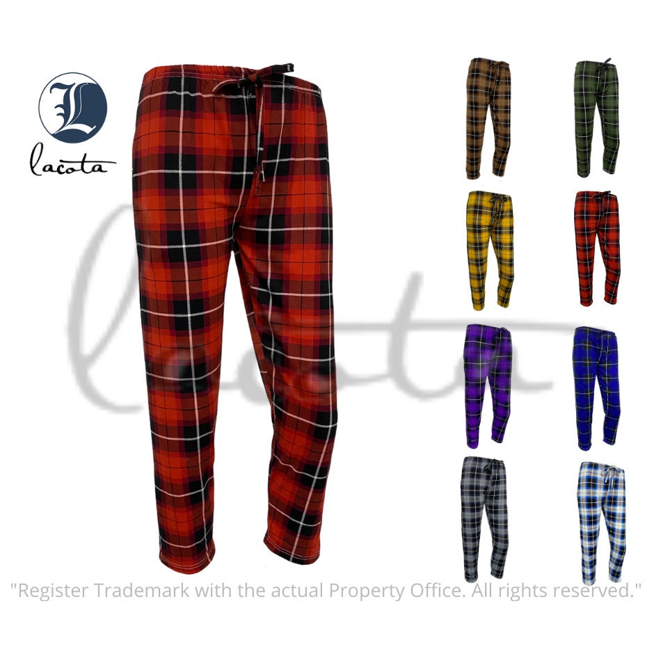 LACOTA Plaid Checkered Drape Pajama Pants With Cord And Pocket Pambahay ...