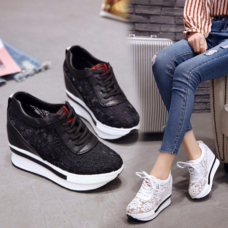 Spring and Summer Women's Shoes Mesh All-match Wedge Heel Breathable ...