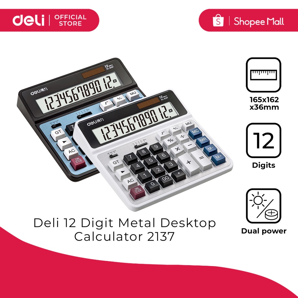 Deli 2137 12 Digit Metal Desktop Calculator [792137] | Shopee Philippines