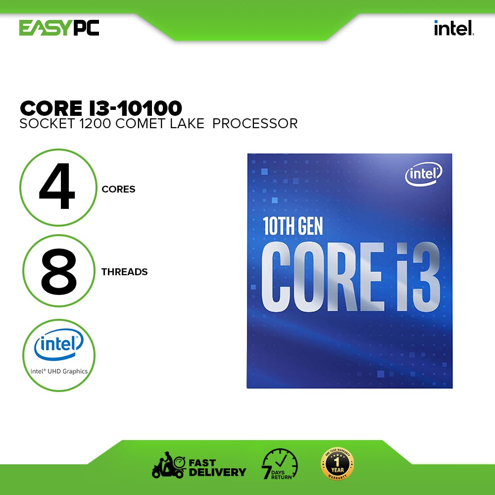 EasyPC| Intel Core I3-10100 Box Type and MPK Tray Type Comet Lake 3.6 ...