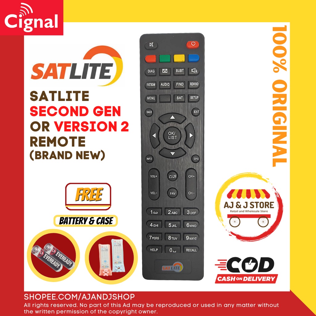 SATLITE SECOND GENERATION OR VERSION 2 REMOTE WITH FREE 2PCS BATTERIES ...