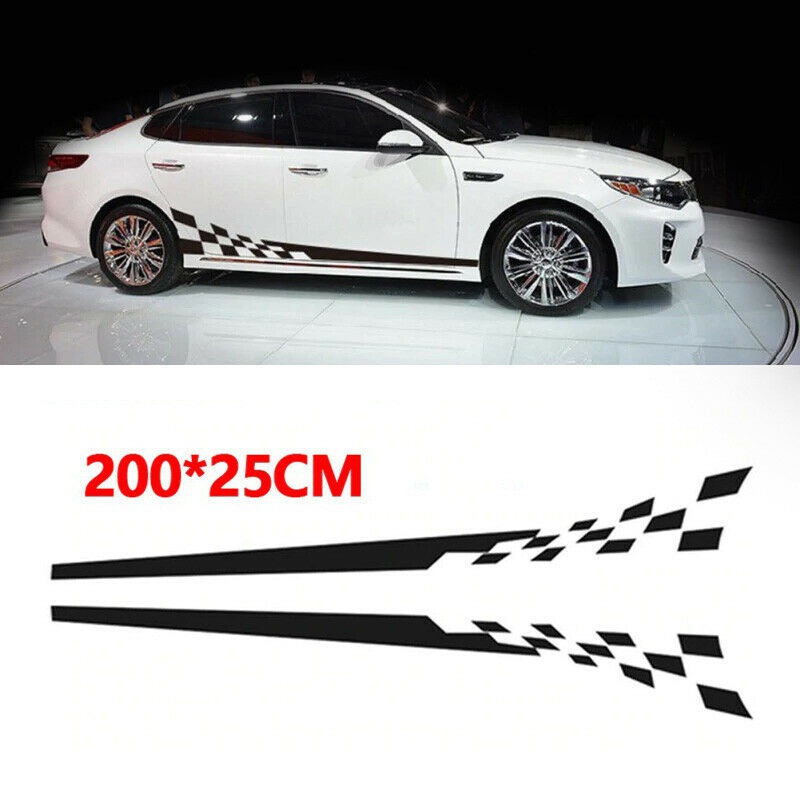 x2 Car Racing Flag Sticker Decal Emblem Vinyl for Sides Doors Fenders ...