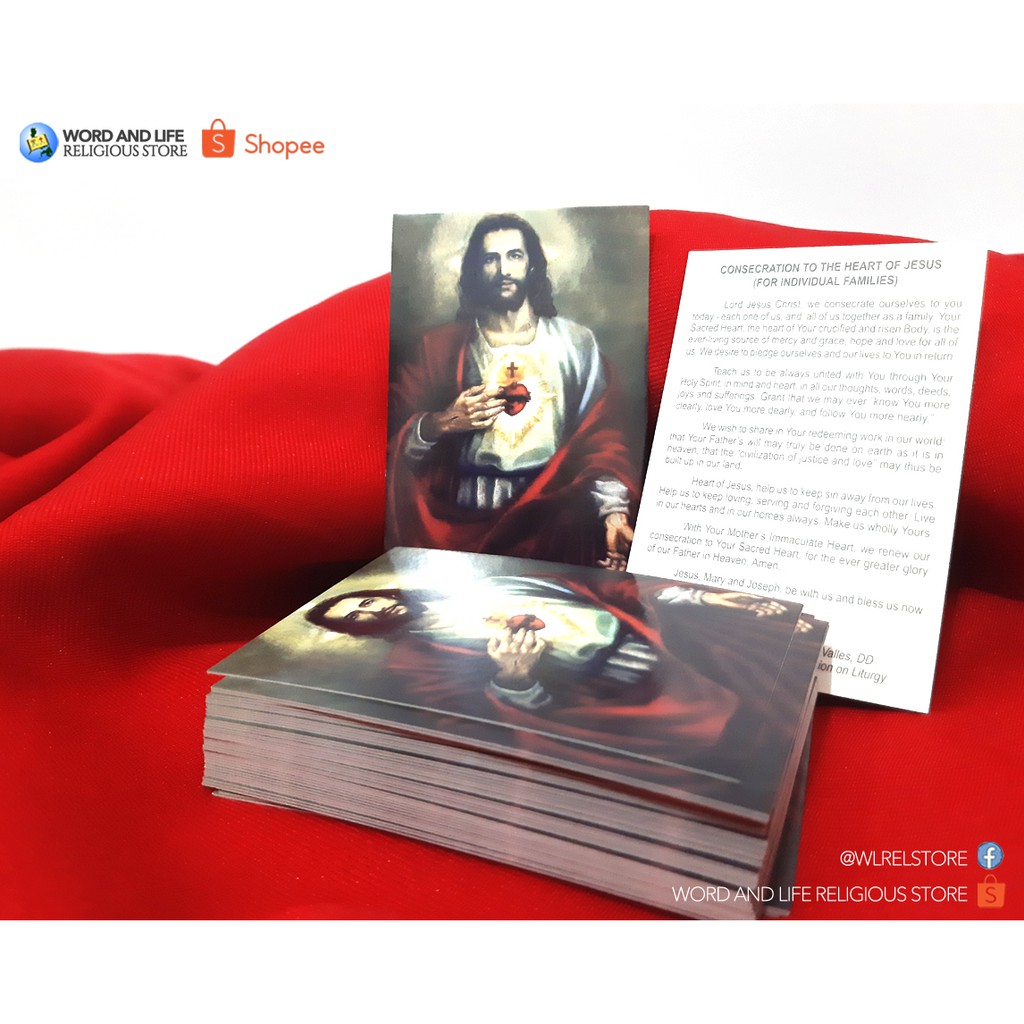 SACRED HEART OF JESUS STAMPITA #4 WITH PRAYER (100 STAMPITAS PER BUNDLE ...