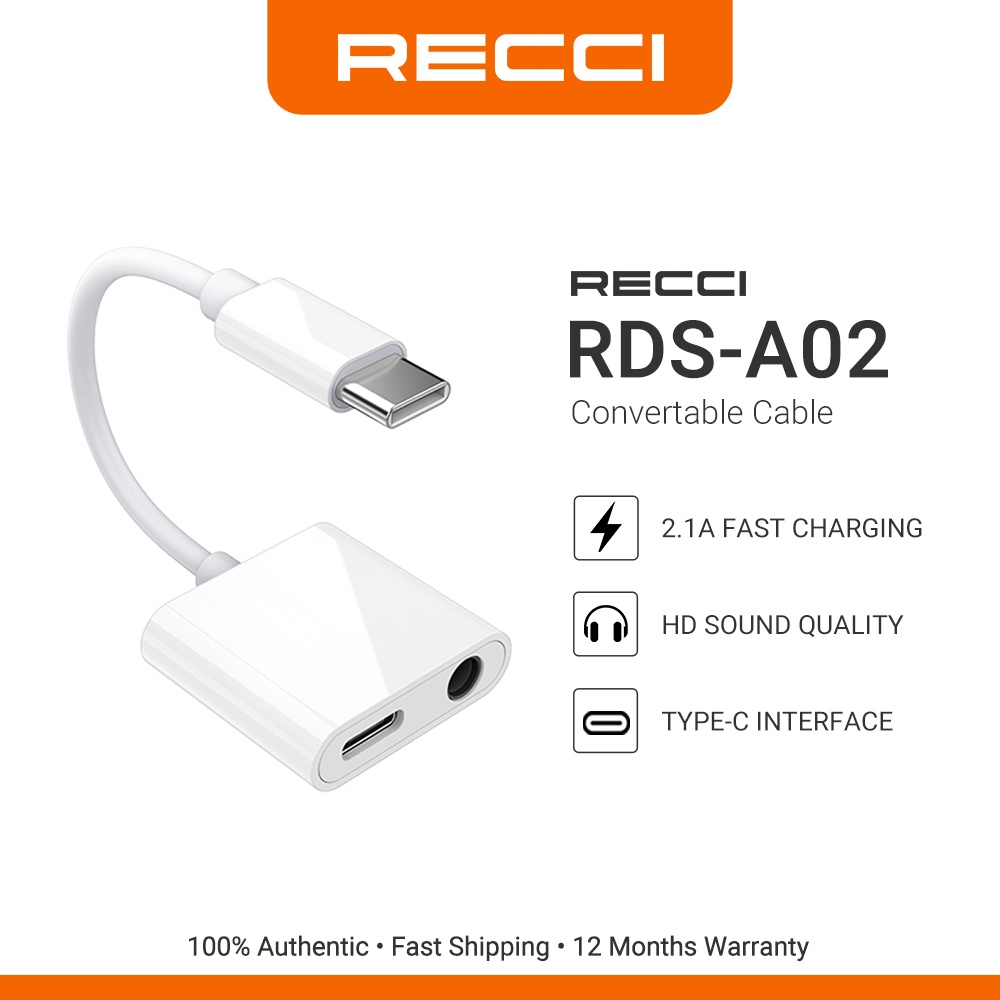Recci RDS-A02 Converter Cable 2.1A Fast Charging Type-C Interface ...