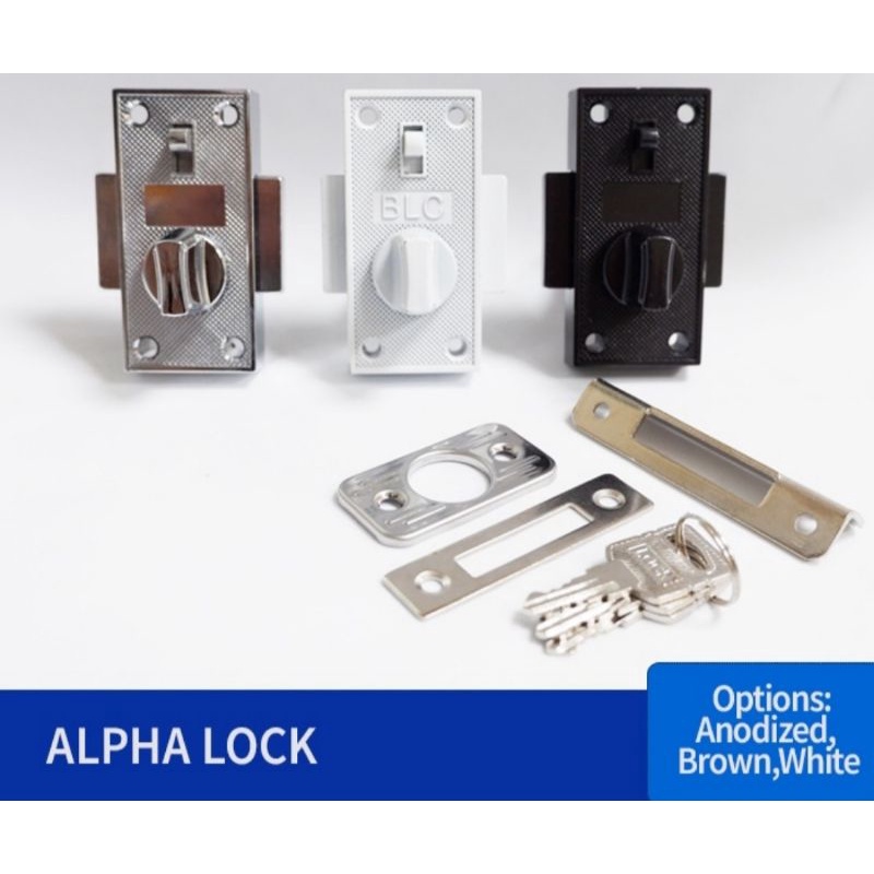 ALPHA LOCK FOR SCREEN DOOR ANY DOOR(BLACK/WHITE/SILVER) | Shopee ...