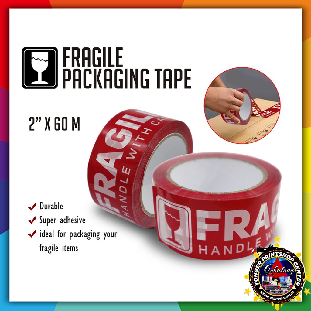Fragile Packaging Tape Strong Adhesive for Packing(2in X 60M) | Shopee ...