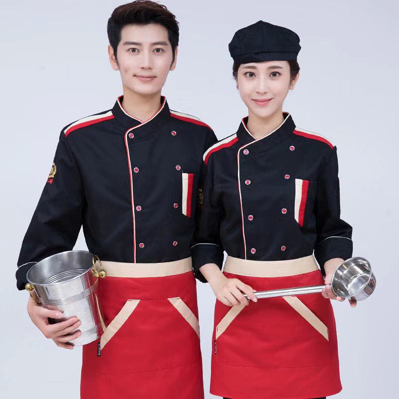 Long Sleeves Chef Jacket Hotel Waiters Kitchen Uniform Tops White Red ...