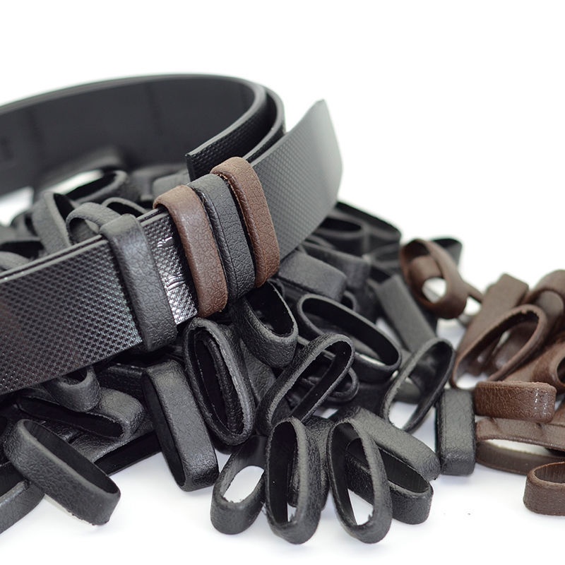 Man's belt small leather ring belt tail fixed leather ring movable ...
