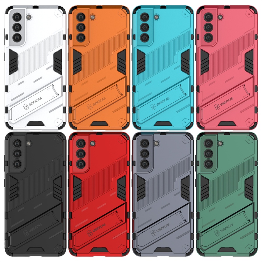 Punk armor Case Built-in mobile phone holder Metal feel phone case For ...