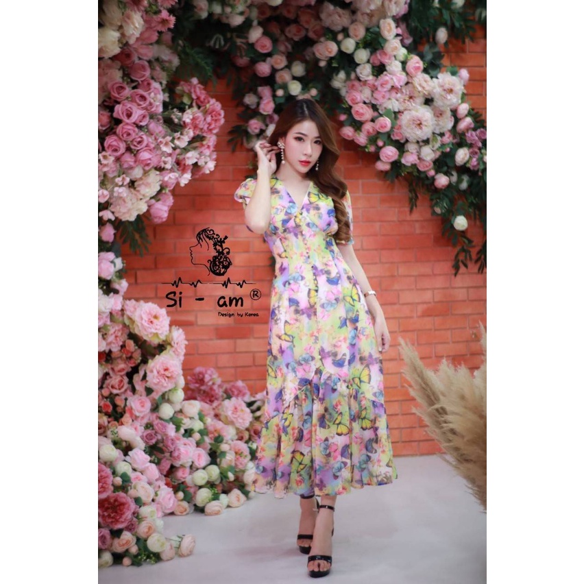 Sweet Color Dress Flower Pattern Butterfly Short Bright Cute Wear Take ...