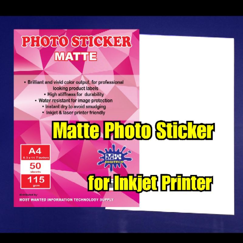 50pcs Matte Photo Sticker - A4 - Inkjet Friendly | Shopee Philippines