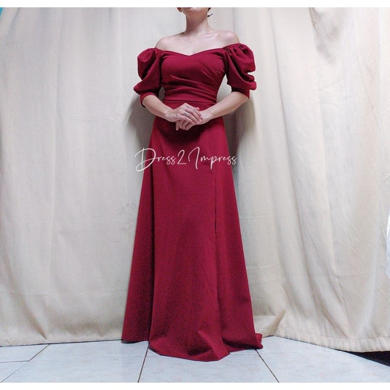 Miles no slit dress white old rose navy green long dress filipiniana ...