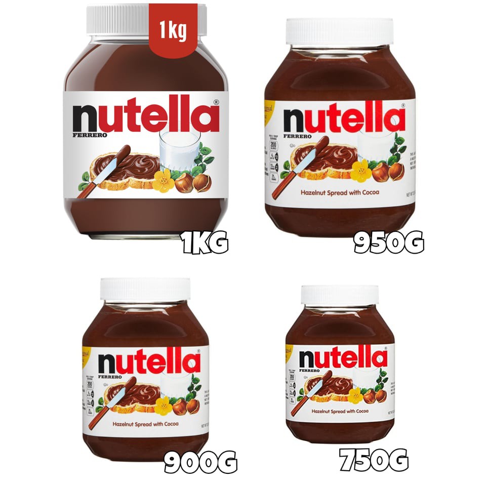 Nutella 1kg/900/950/750/350 GRAMS Hazelnut Spread with Cocoa | Shopee ...
